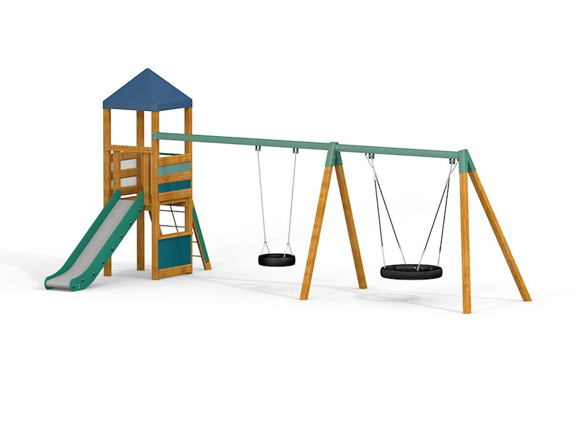 Legehus med gynge og fuglerede | tressudemiljø.dk